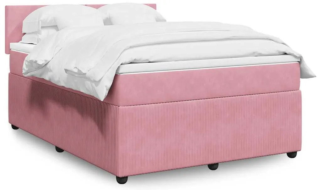 Box spring postel s matrací růžová 140x200 cm samet 3287757
