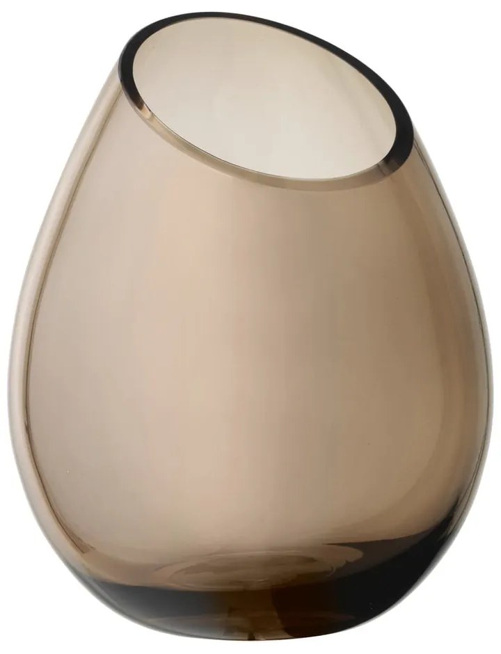 Hnědá skleněná váza Blomus Raindrop, výška 24 cm