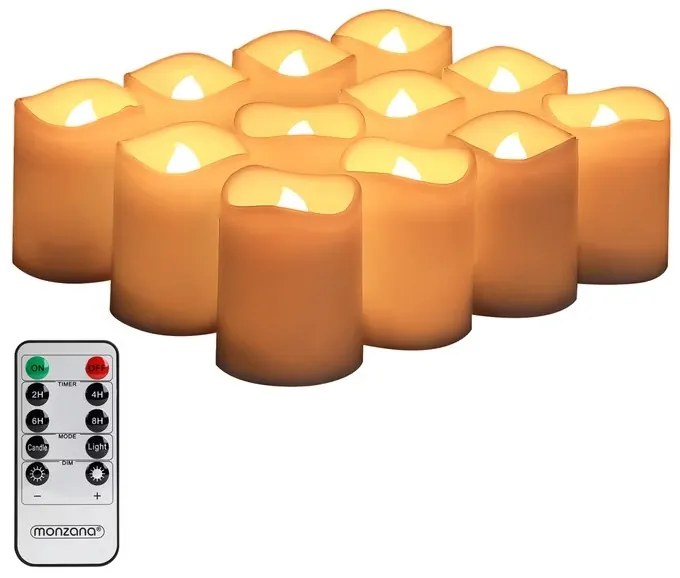 Monzana LED voskové svíčky 12 ks s dálkovým ovládáním 107579