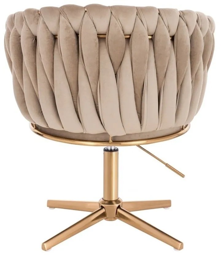 LuxuryForm DESIGN Otočná židle NORDEN VELUR na zlatém kříži - latte