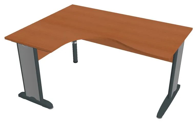 Stůl ergo vlna pravý 160×120/80 cm - Hobis Cross CE 2005 P Dekor stolové desky: třešeň, Dekor lamino podnože: třešeň, Barva nohou: černá