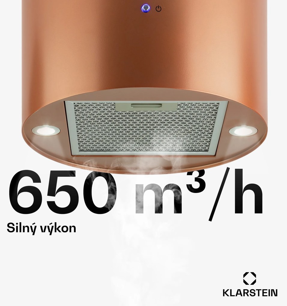 Klarstein Beretta, digestoř, 35cm, ostrůvková, 519m³/h, LED, měděná