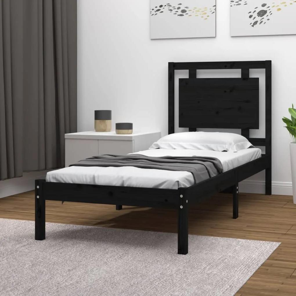 3105529 vidaXL Rám postele černý masivní dřevo 100 x 200 cm