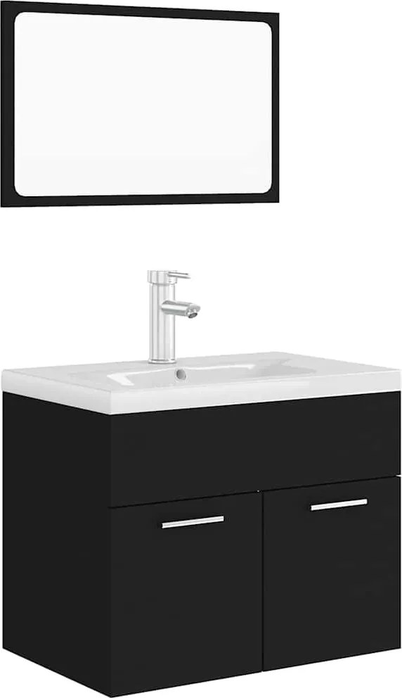 Set koupelnového nábytku černý dřevotříska 3071316