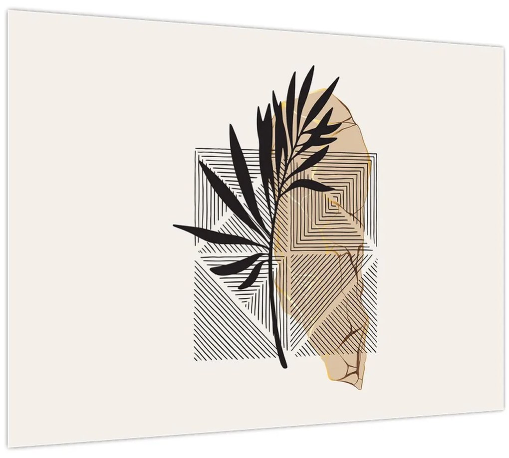Obraz - Abstrakce s tropickými listy N⁰1 (70x50 cm)