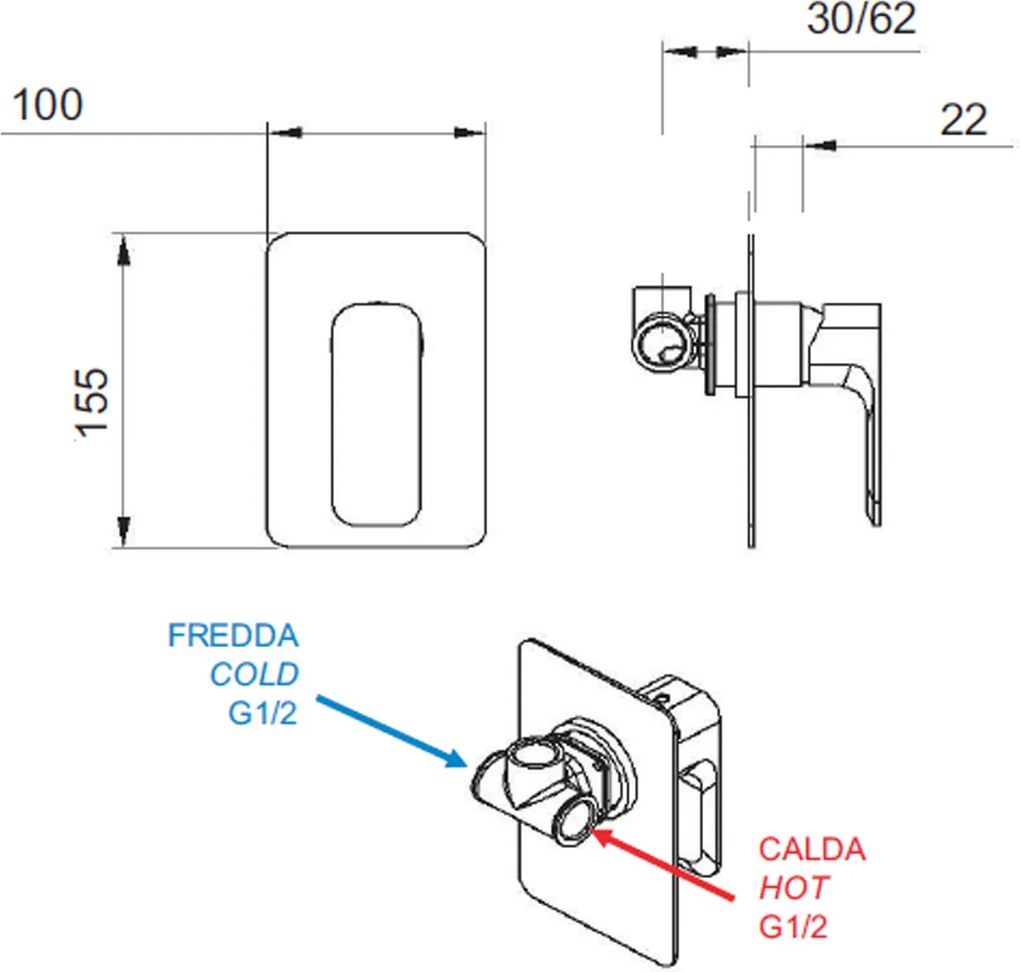 Sapho Sapho, SPY podomítková sprchová baterie, 1 výstup, černá matná, PY41/15