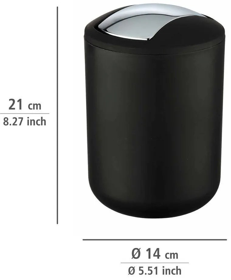 Koupelnový koš BRASIL BLACK - 2 l, WENKO