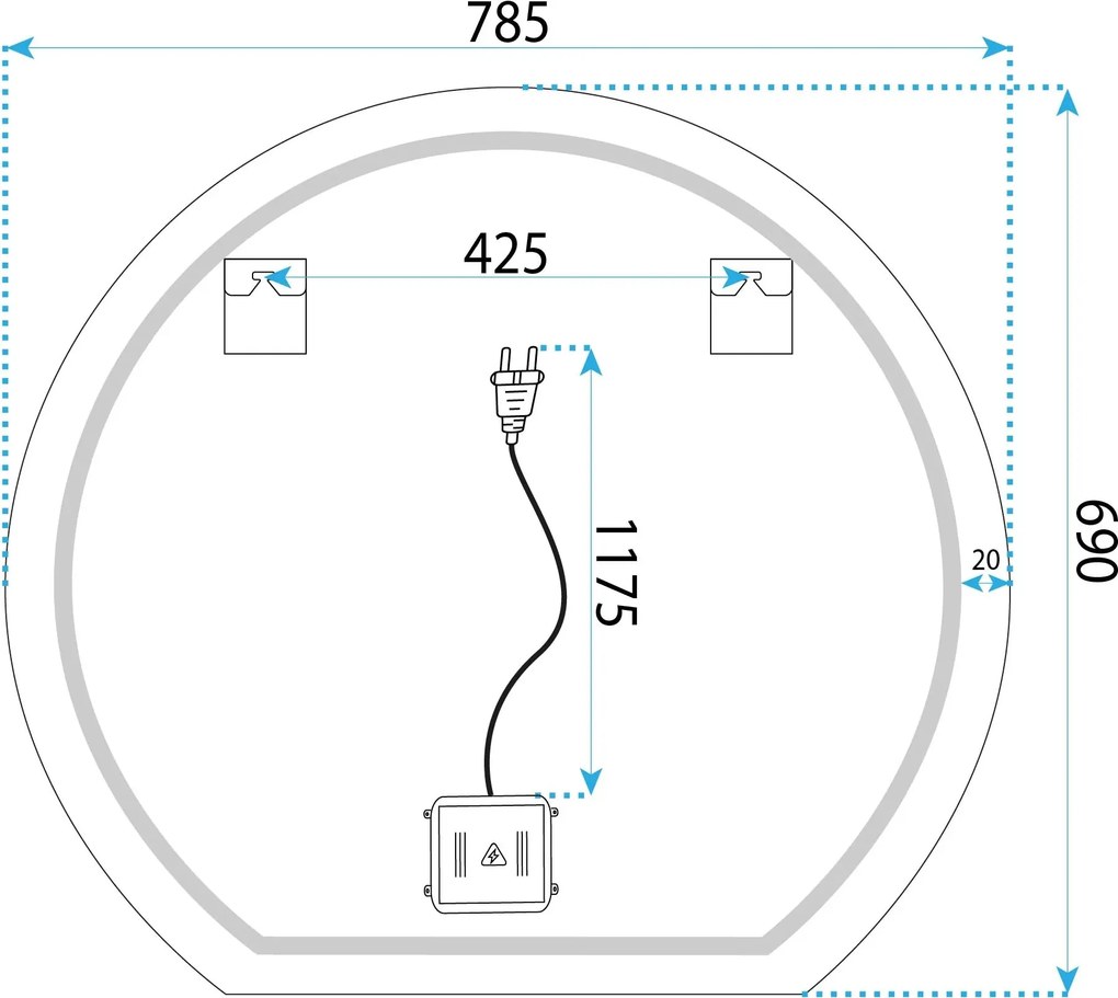 Rea Zrcadlo ⌀80 cm s vyhříváním a regulovatelným LED osvětlením HOM-00910