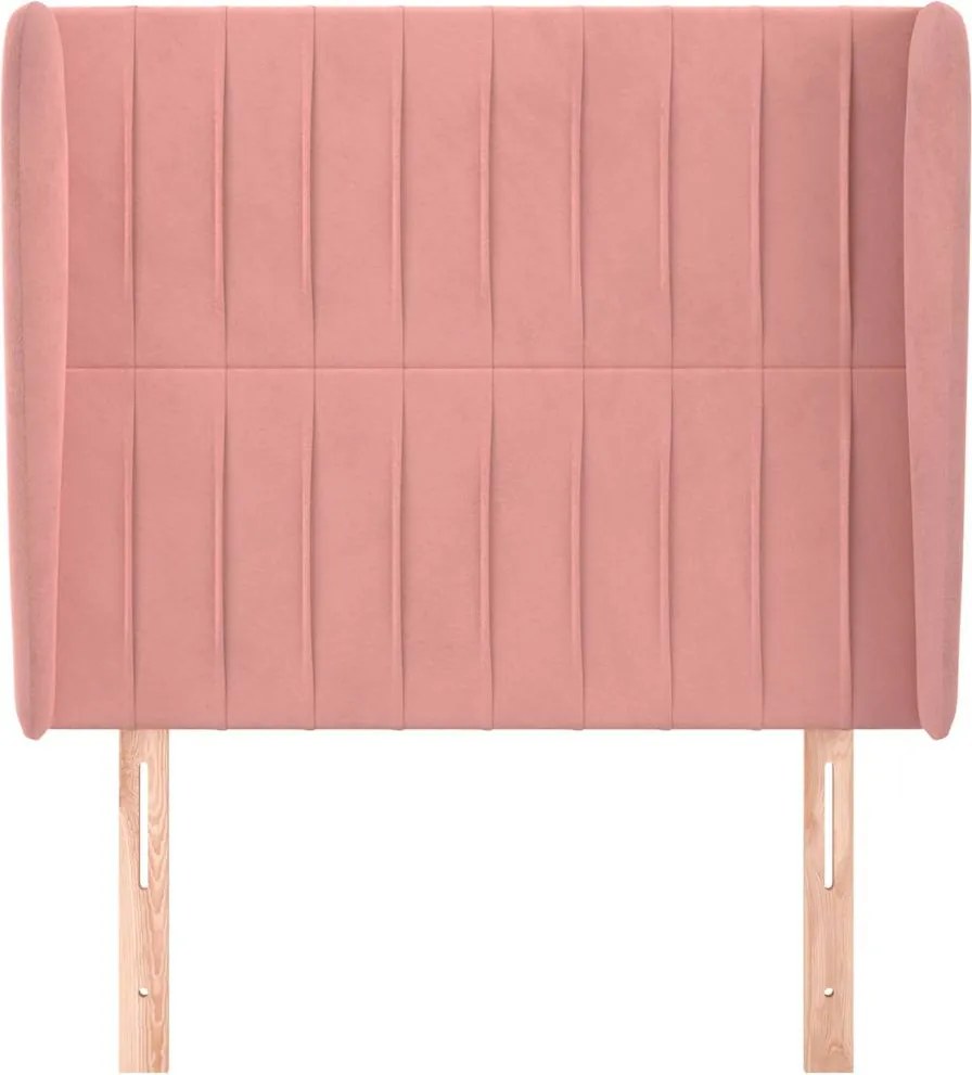 Čelo postele typu ušák růžové 83 x 23 x 118/128 cm samet 3118229