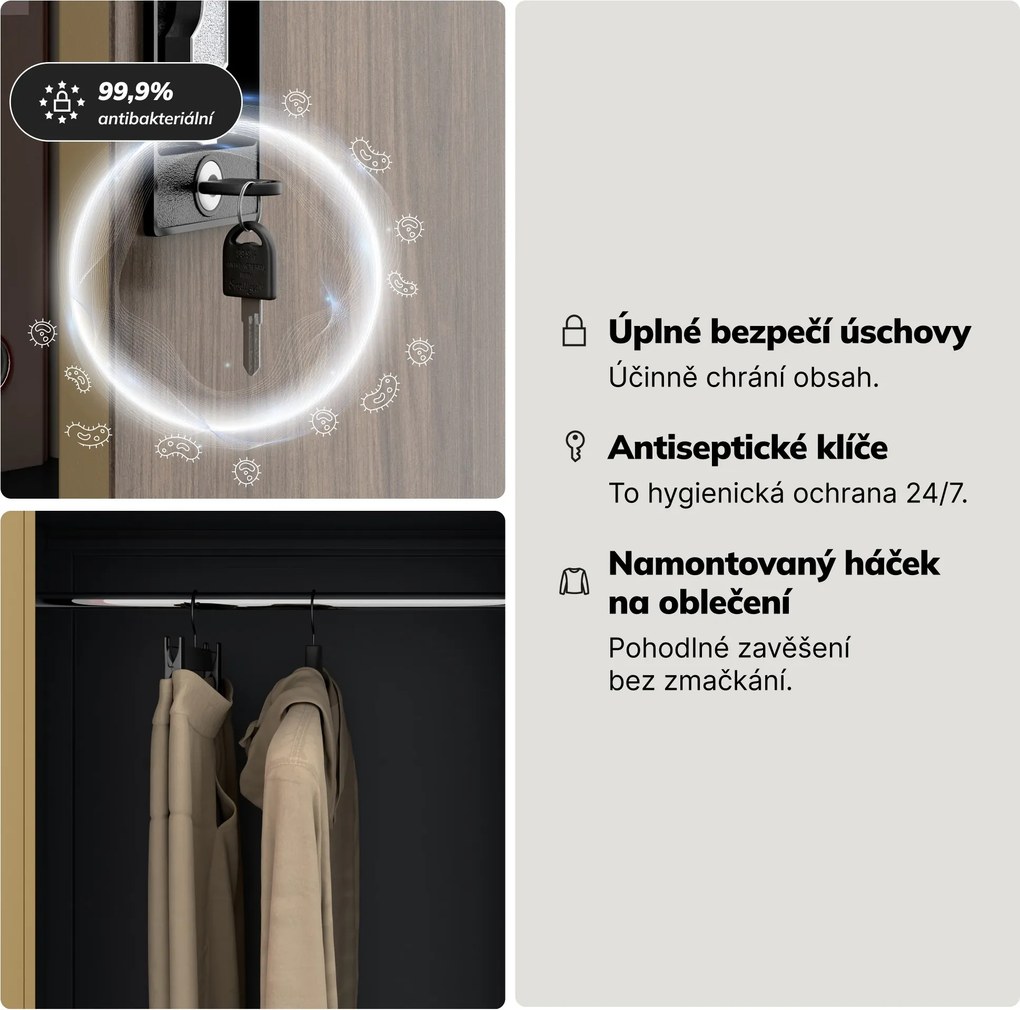 Víceúčelová kovová skříň antracitová / ořech, 900x1850x450 mm: DAWID Eco Design