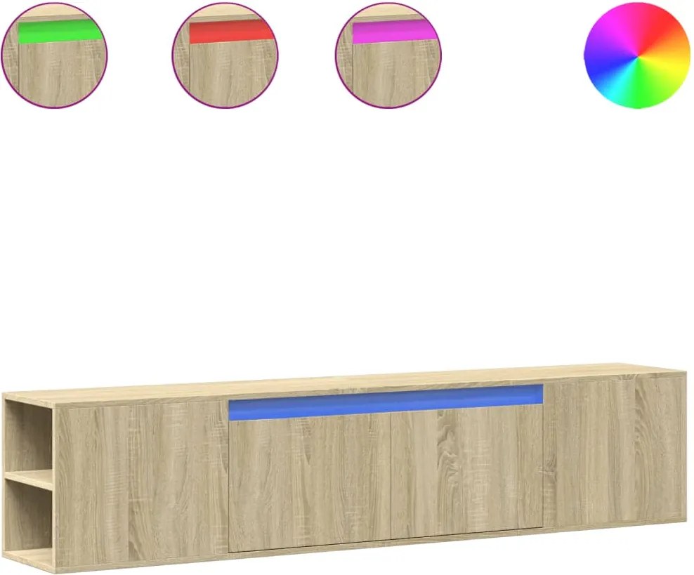 Nástěnná TV skříňka s LED dub sonoma 180 x 31 x 39,5 cm 3307956