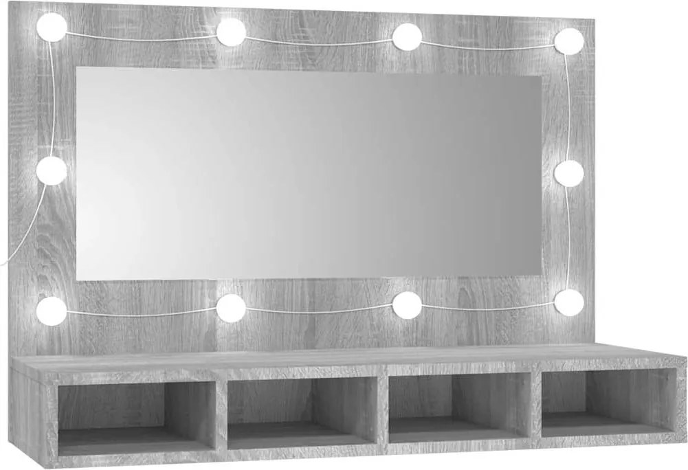 vidaXL Zrcadlová skříňka s LED šedá sonoma 90 x 31,5 x 62 cm