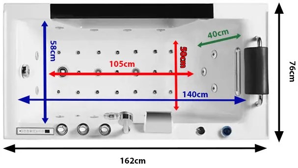 BPS-koupelny Hydromasážní vana HYD-GO938C 162x75 s ohřevem vody