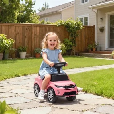 AIYAPLAY LAND ROVER DISCOVERY odrážedlo, vozidlo k odrážení s klaksonem, zvuky motoru, úložný prostor pod sedadlem 18–36 měsíců, růžová