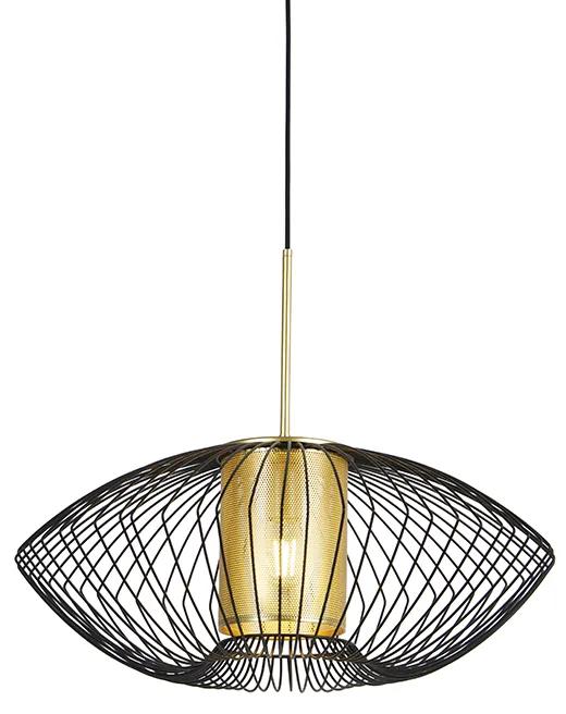 Designová závěsná lampa zlatá s černou 60 cm - Dobrado