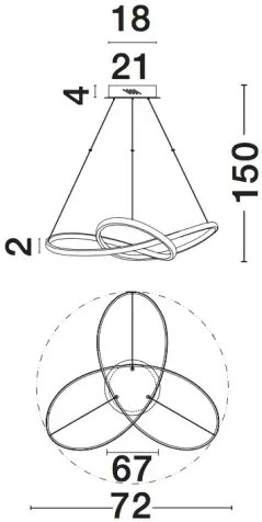 LED lustr Fusion 72 zlaté