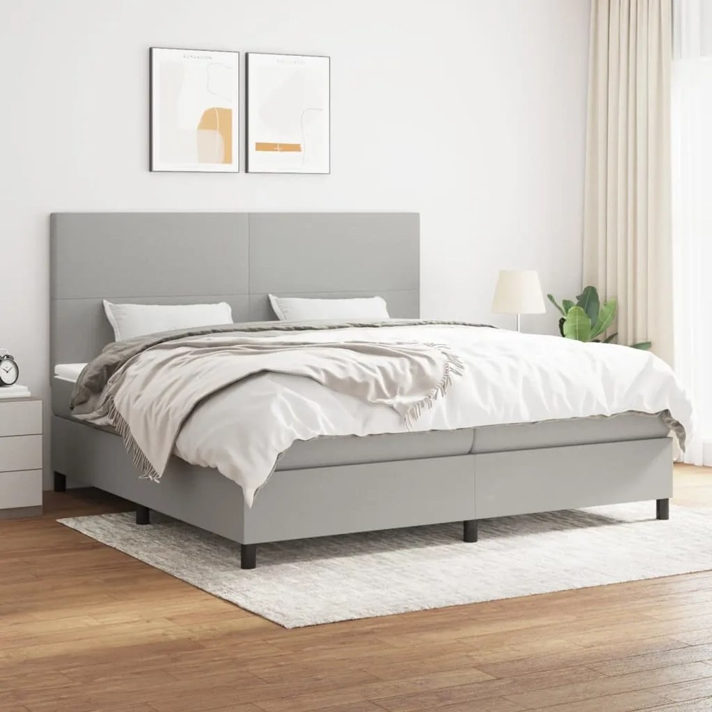 Box spring postel s matrací světle šedá 200 x 200 cm textil 3141641