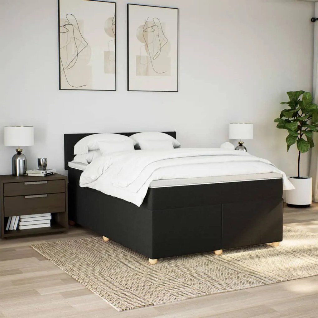 Box spring postel s matrací černá 160x200 cm textil 3286726
