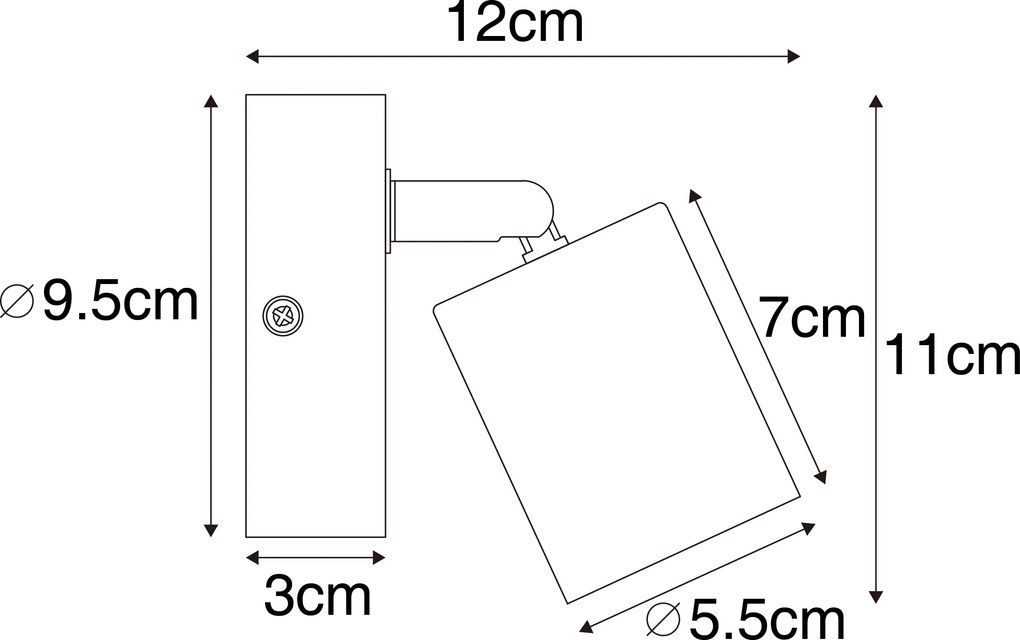 Průmyslové bodové světlo černé se dřevem naklápěcí - Jeana
