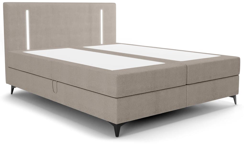 Manželská postel 180 cm Ortega Comfort (hnědošedá) (s roštem a matrací, s úl. prostorem) (s LED osvětlením). 1082736
