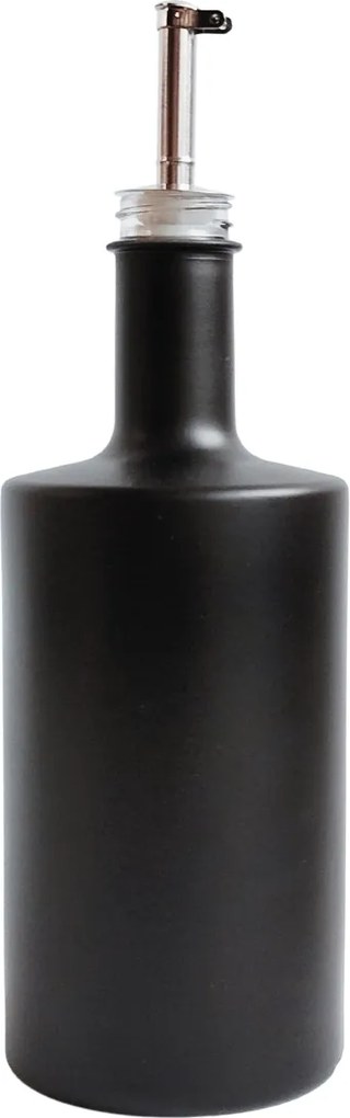 Skleněná láhev na olej 500 ml černá matná s nerezovou nálevkou VILO