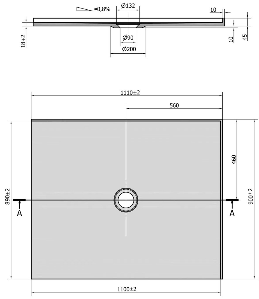 Polysan MIRAI sprchová vanička z litého mramoru, obdélník 110x90x1,8 cm, pravá, bílá, 73176