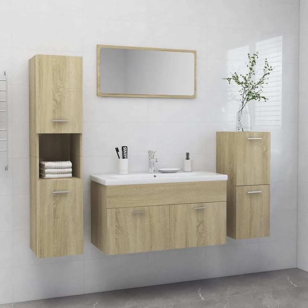 vidaXL Set koupelnového nábytku dřevotříska [3071112] Barva: bílá s vysokým leskem