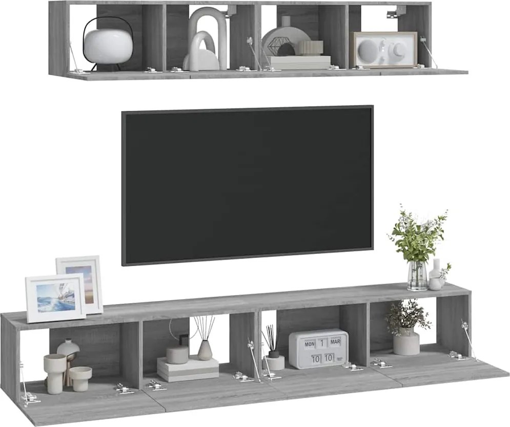 4dílný set TV skříněk šedý sonoma kompozitní dřevo 3114532