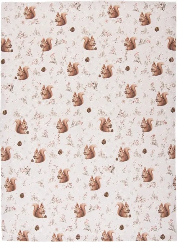 Béžová bavlněná utěrka s veverkami Tiny Squirrel - 50*70 cm