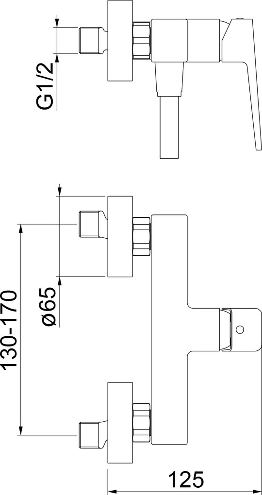 Sapho Sapho, TURSI nástěnná sprchová baterie, černá matná, TI011B