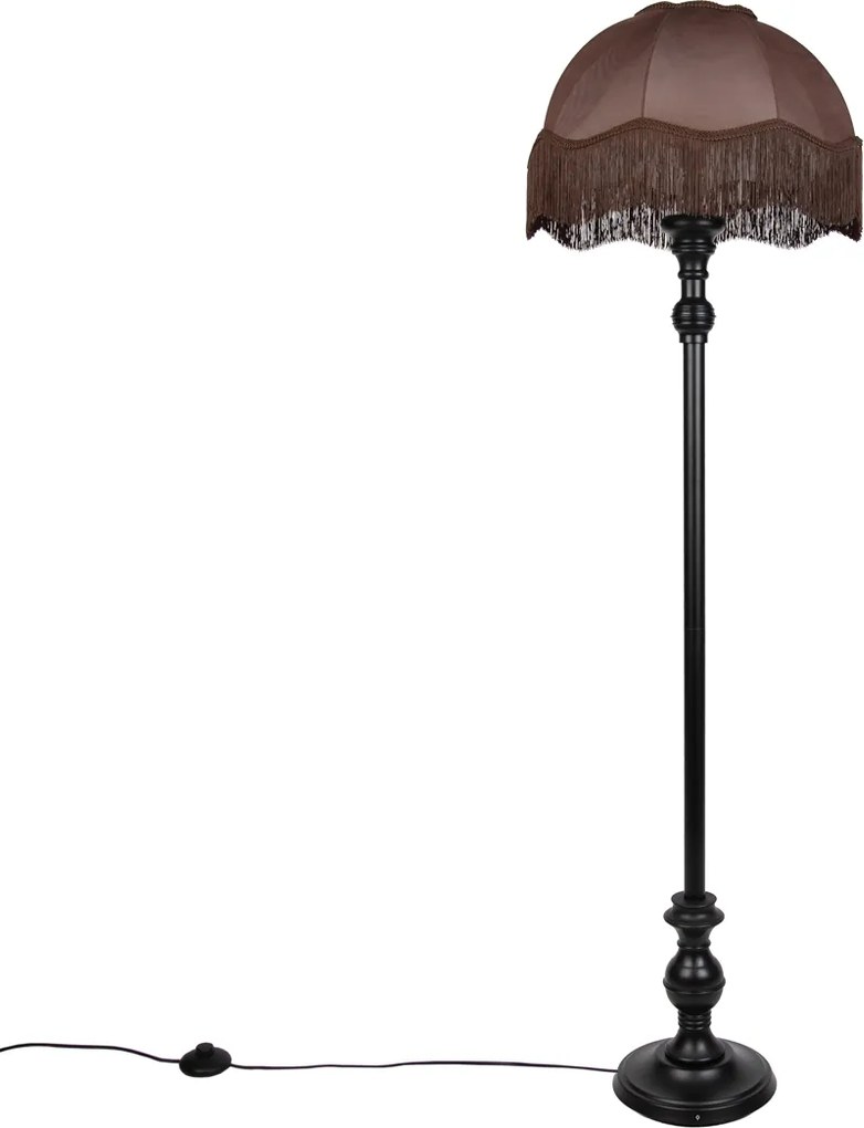 Stojací lampa černá s hnědým stínidlem a bílým vnitřkem 45 cm - Classico