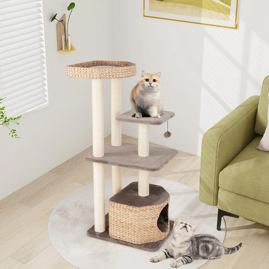 Costway Škrabadlo s Cat Cave a Platforms a Ball a Bied a Cushion Cat Tree