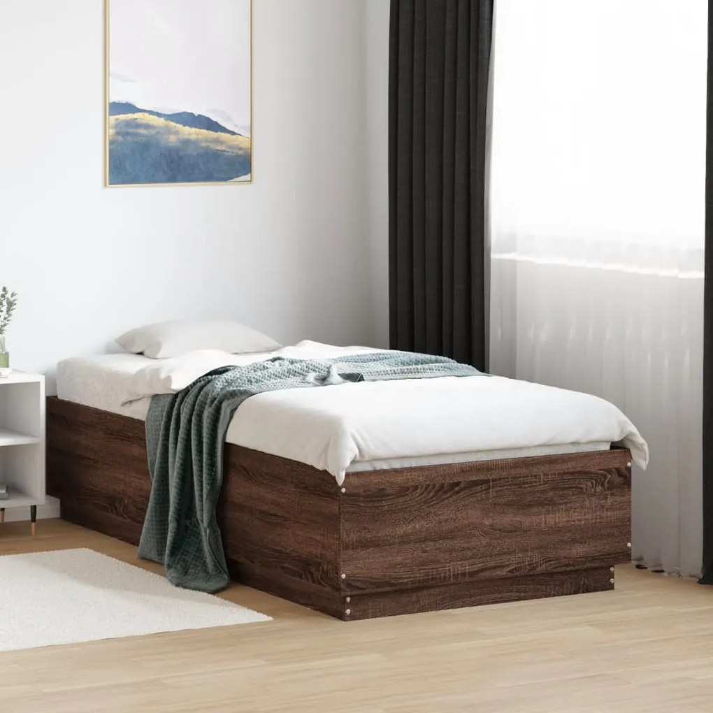 Rám postele hnědý dub 90 x 190 cm kompozitní dřevo 3209757