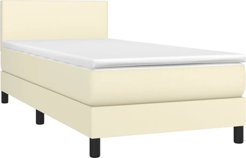 Box spring postel s matrací krémová 100x200 cm umělá kůže 3140989