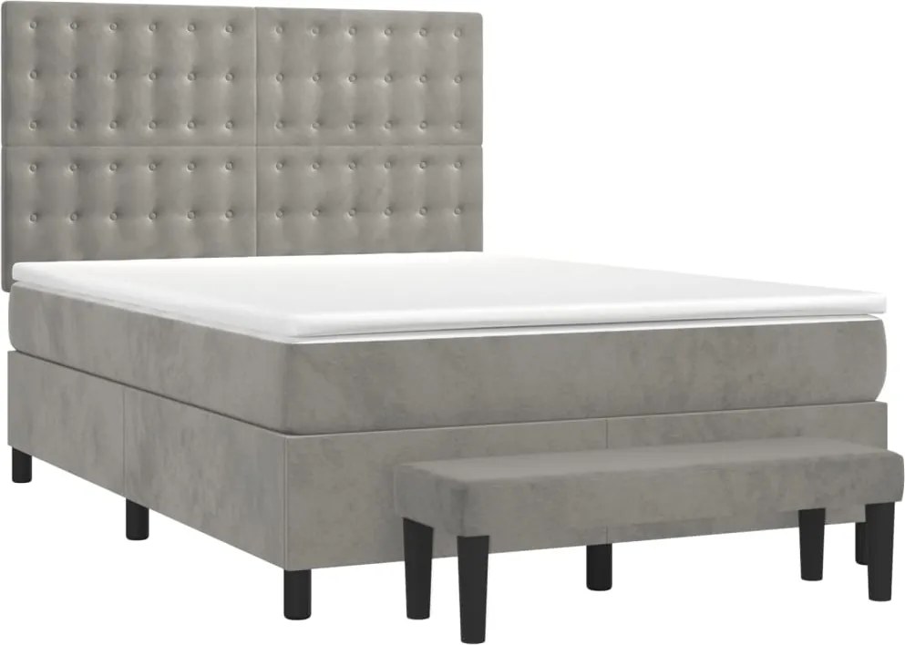 Box spring postel s matrací světle šedá 140x200 cm samet 3138085