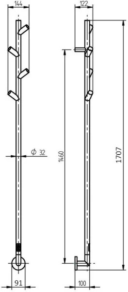 P.M.H. LS1SS-Elektrický sušák na ručníky LISA 24W/230V 170 cm IP44 leštěná nerez