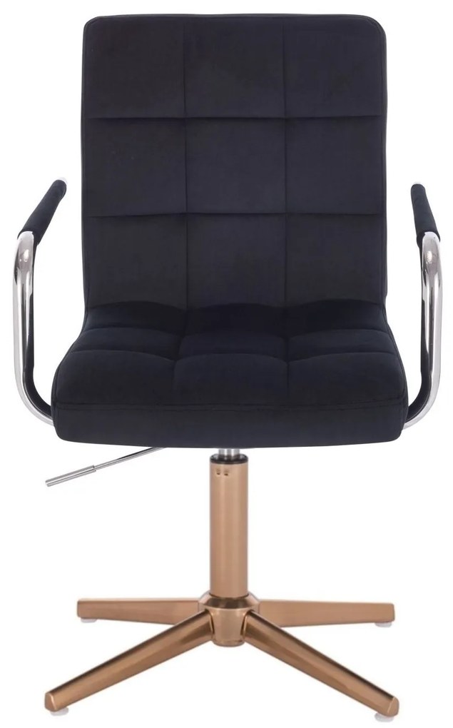 LuxuryForm DESIGN Otočná židle VERONA VELUR na zlatém kříži - černá