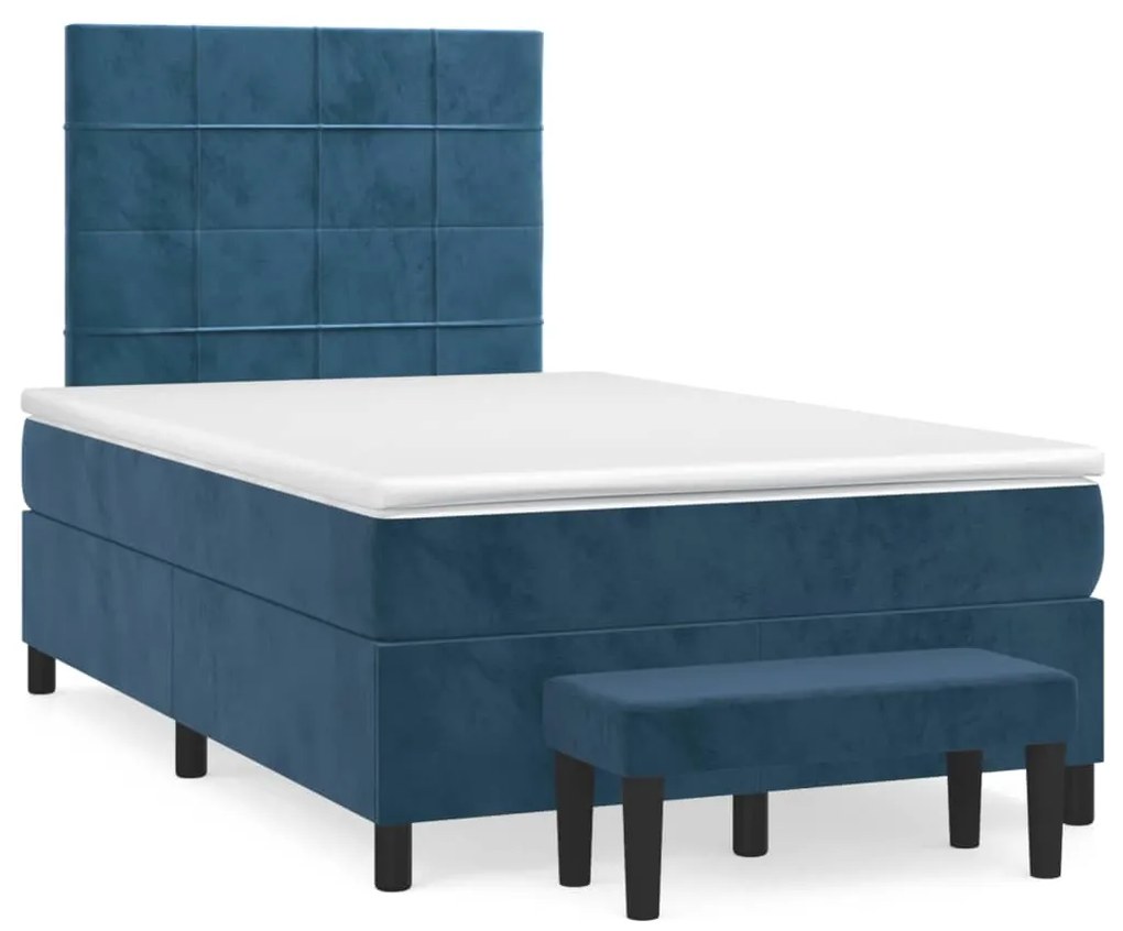 Box spring postel s matrací tmavě modrá 120x190 cm samet