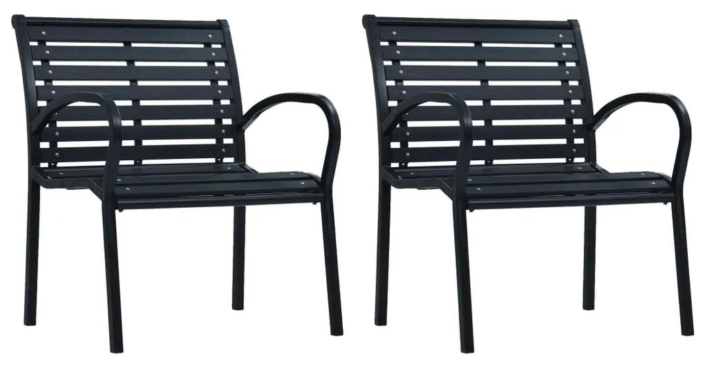 Zahradní židle - 2 ks - ocel a WPC | černé