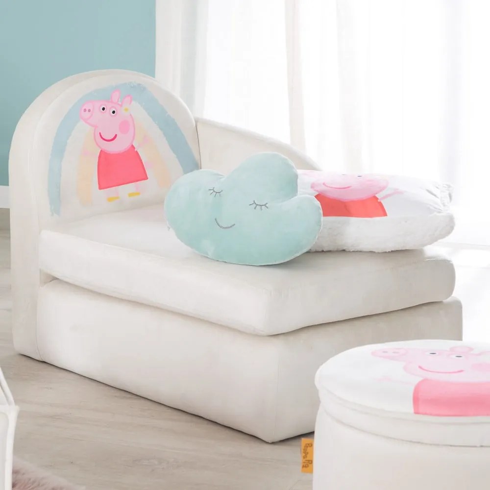 Bílá sametová dětská pohovka 75 cm Peppa Pig – Roba