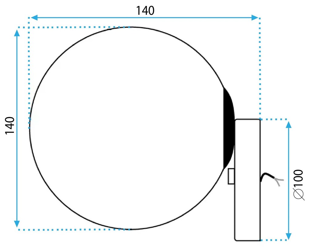 Toolight Nástěnné svítidlo Skleněné kulové nástěnné svítidlo APP949-1W Black