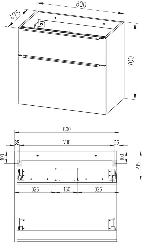 Mereo, Mereo Mailo, koupelnová skříňka s umyvadlem z litého mramoru 81 cm, dub Riviera, elox AL madlo, MER-CN521MA
