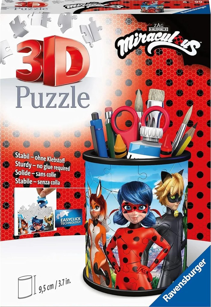 Ravensburger 3d puzzle stojan: kouzelná beruška a černý kocour 57 dílků
