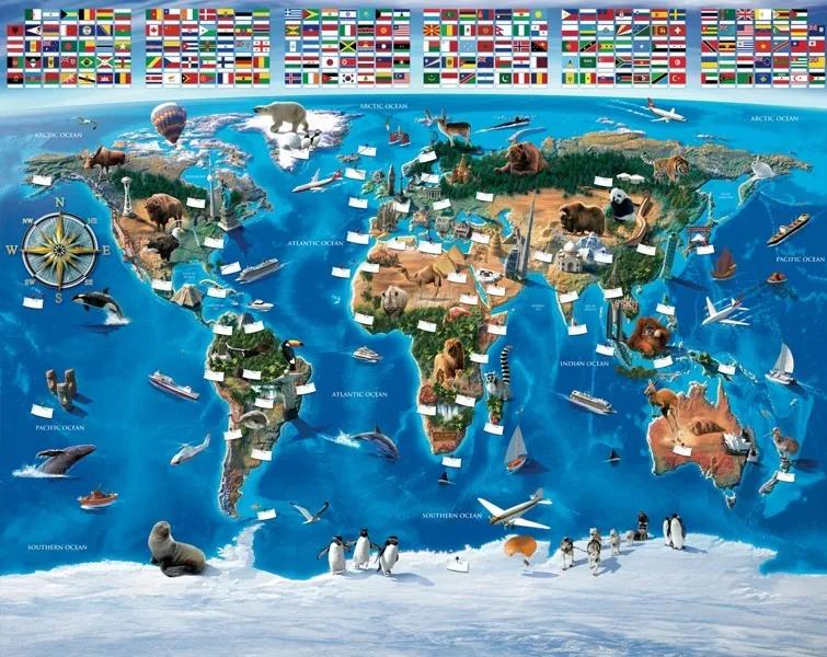 3D Fototapeta Walltastic Mapa světa  + lepidlo zdarma, velikost 244x305cm