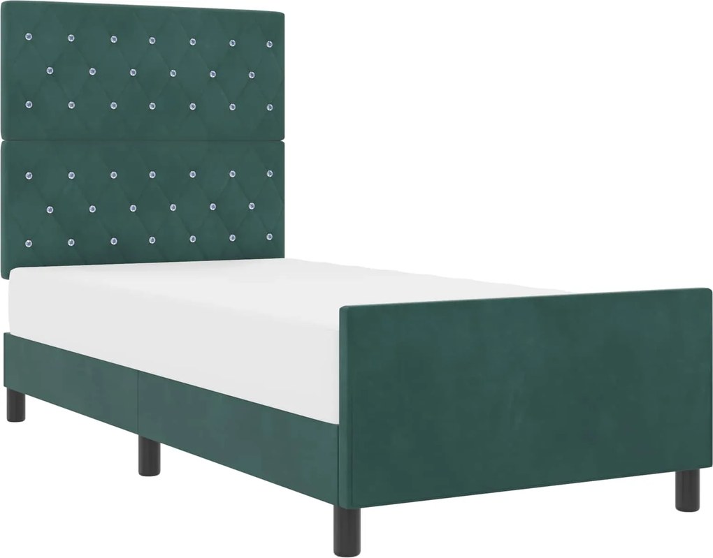 Postel s boxspringem s čelo Tmavě zelená 100 x 200 cm samet 3344858