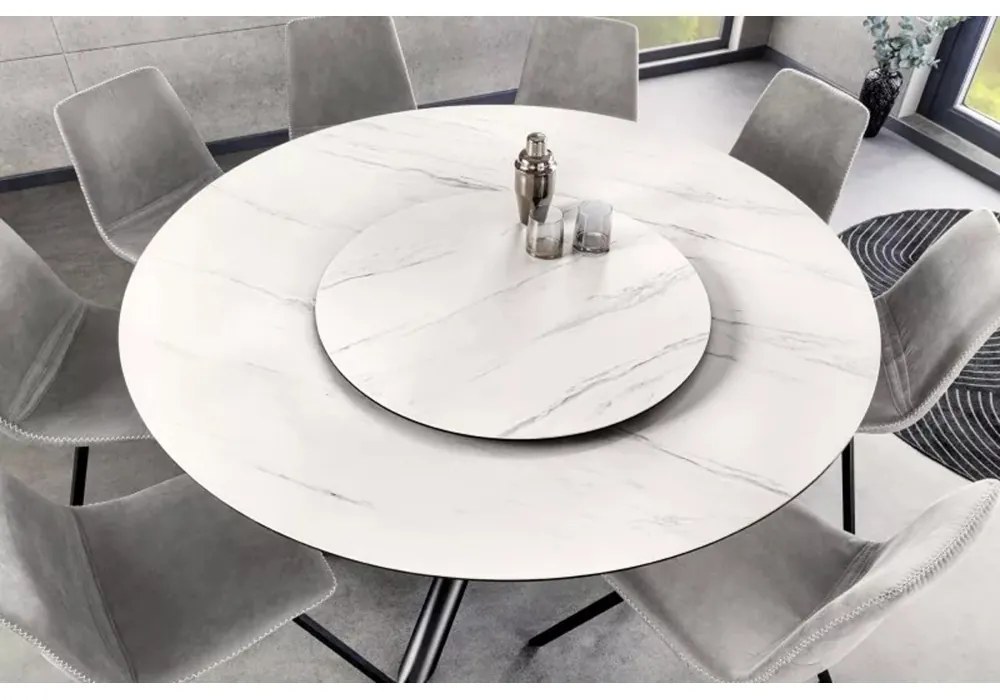 Massive home | Kulatý jídelní stůl SPIN WHITE 150 CM keramika otočný