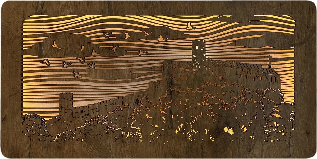 Li-Go "Bezděz" světelný obraz 230V 100x50 cm provedení povrchu: dub světlý