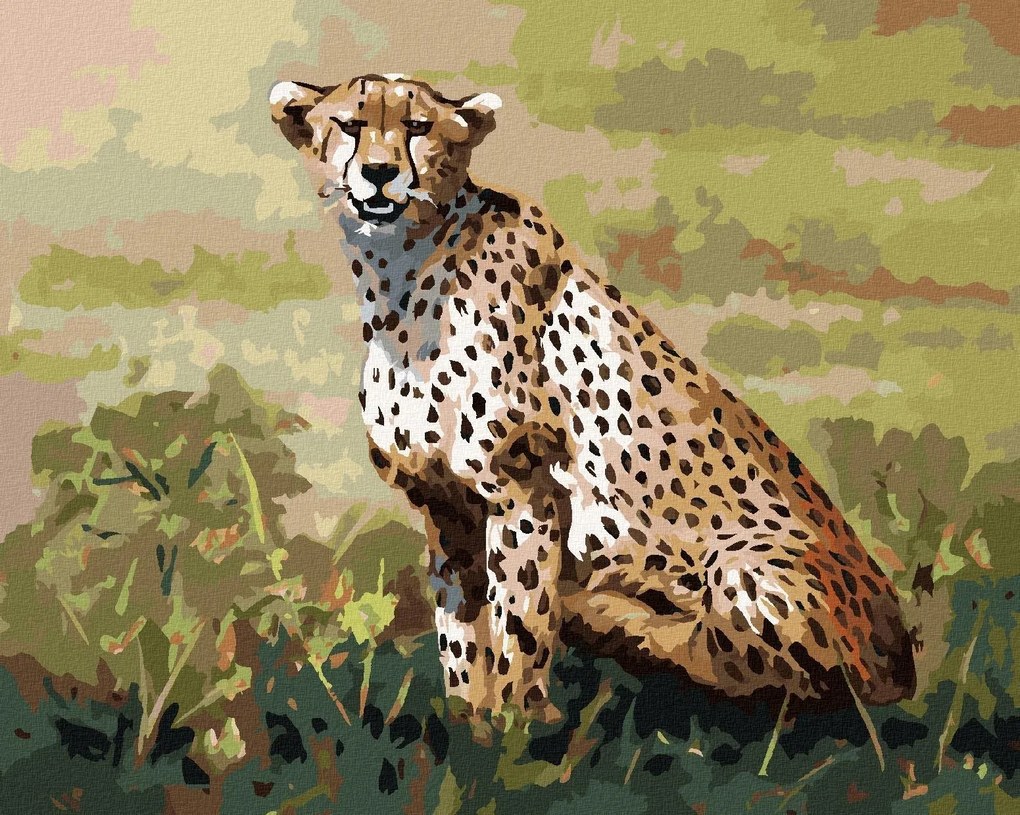 zuty zuty - malování podle čísel - sedící gepard (d. rusty rust), 40x50 cm, plátno+rám