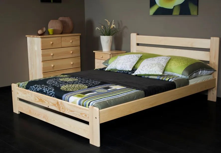 ImportWorld Dřevěná postel Roland 120x200 + rošt ZDARMA (Barva dřeva: Dub)