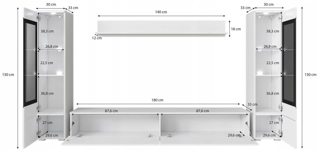 Obývací stěna HERMINA 2 - matera / bílá lesk